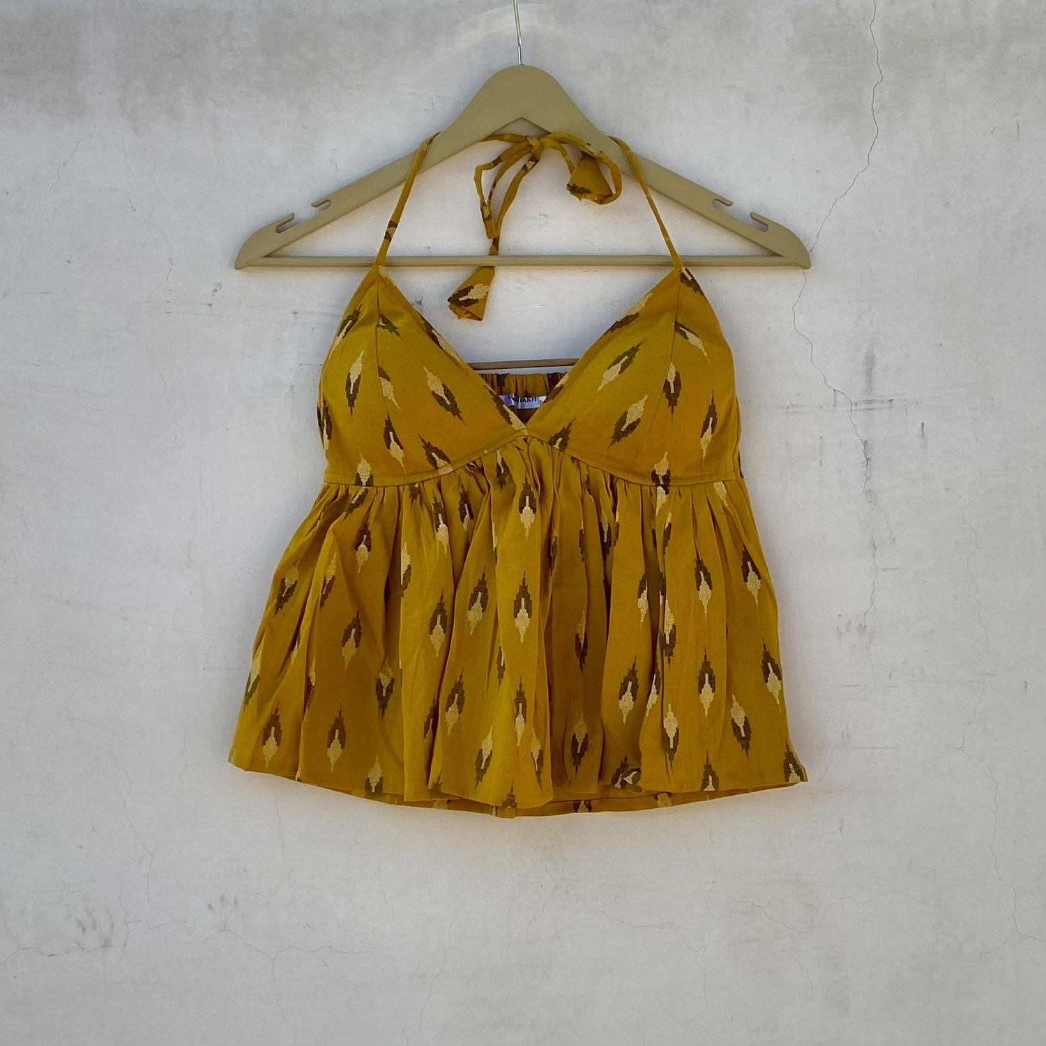 Mustard Ikat Tree Removable Pads Top - KJ10287 – Kajrakh